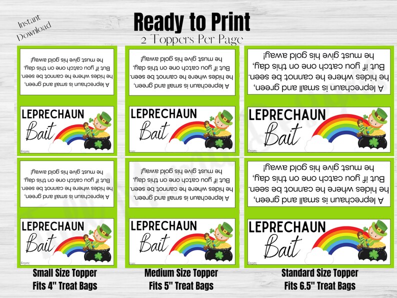 Leprechaun Bait Treat Bag Topper St. Patrick's Day Treat - Etsy