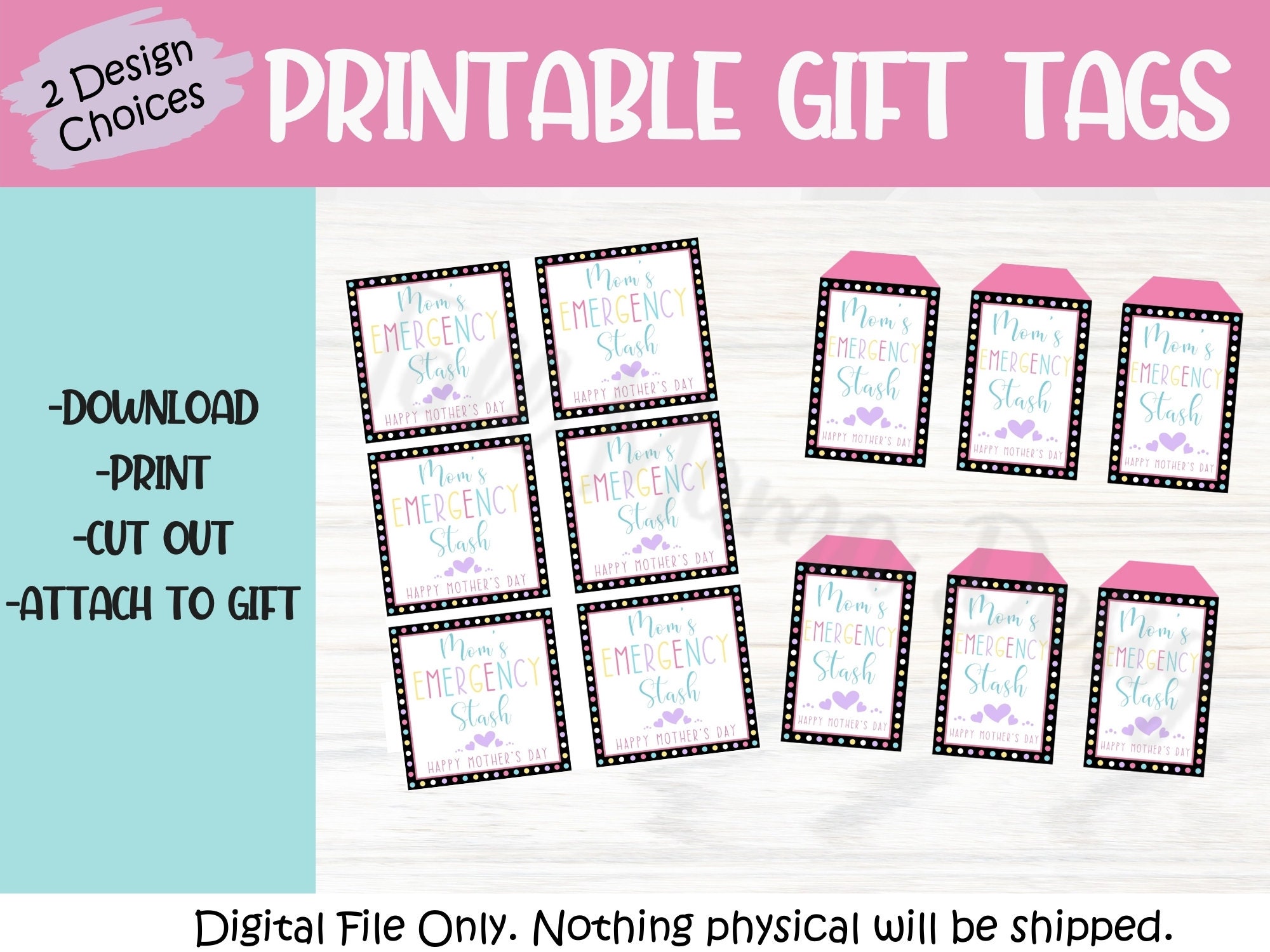 Mom's Emergency Stash Printable Gift Tag Mother's Day - Etsy España