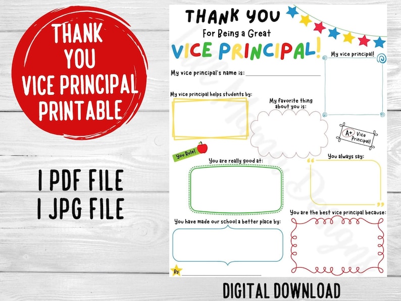 Thank You Vice Principal Printable, Vice Principal Appreciation ...