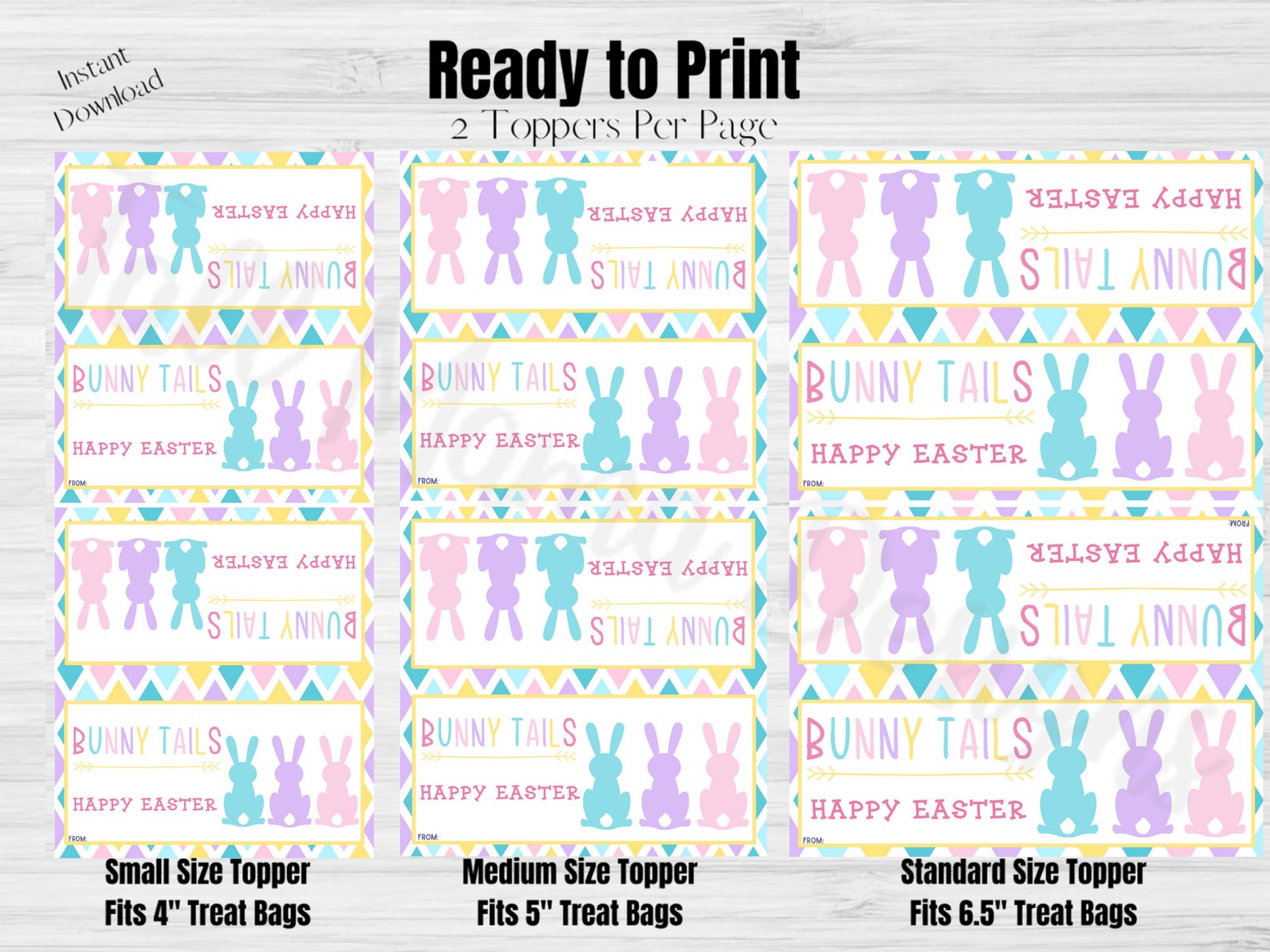 Bunny Tails Printable Treat Bag Topper, Printable Easter Favor Bag ...
