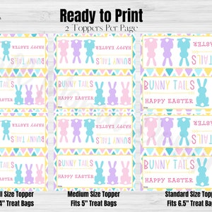 Bunny Tails Printable Treat Bag Topper, Printable Easter Favor Bag ...