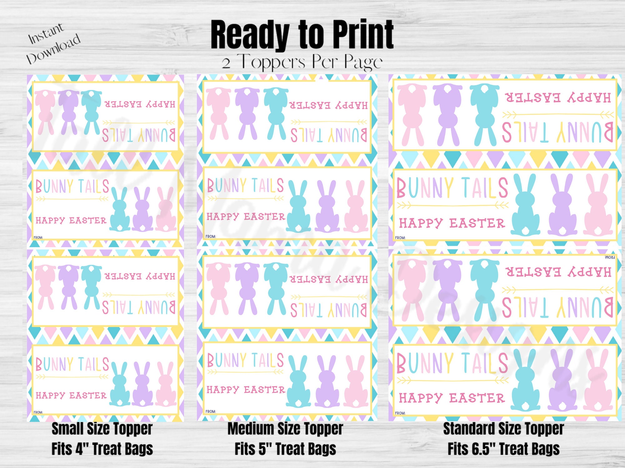 Bunny Tails Printable Treat Bag Topper Printable Easter Favor - Etsy