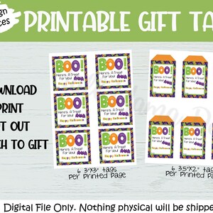 Boo Here's A Treat for You Printable Gift Tag, Halloween Gift Tag, Boo ...