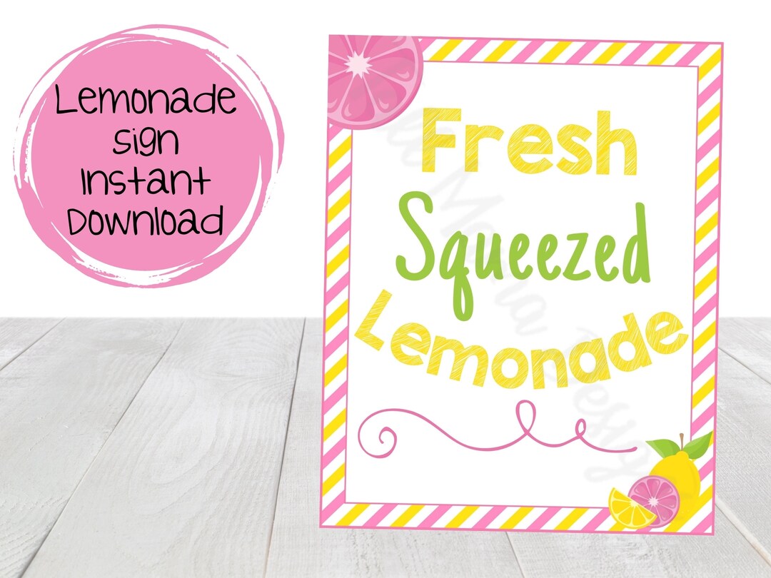 Lemonade Sign Printable, Lemonade Stand Printable, Digital Download ...