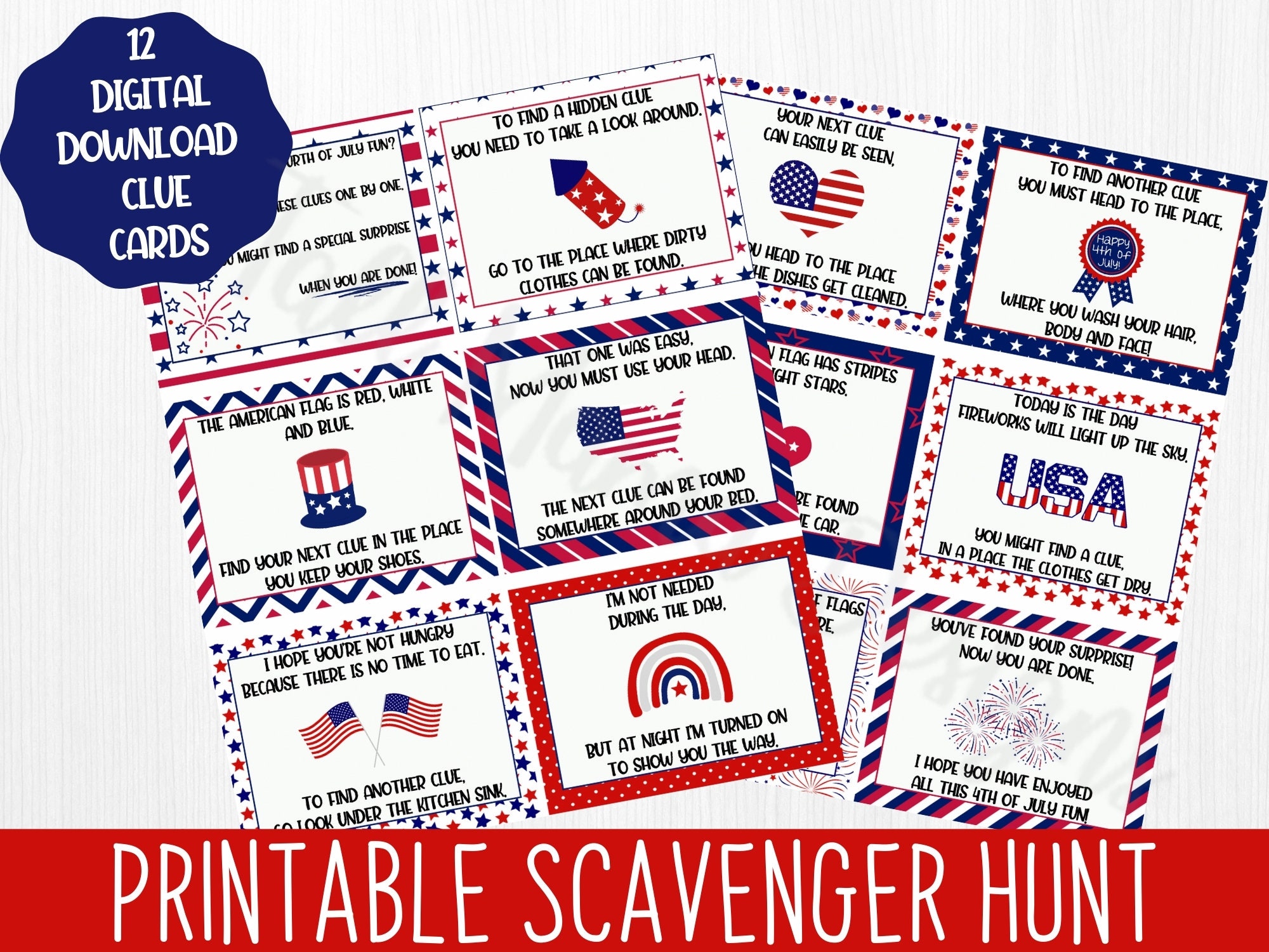 Fourth of July Scavenger Hunt, Printable 4th of July Scavenger Hunt ...