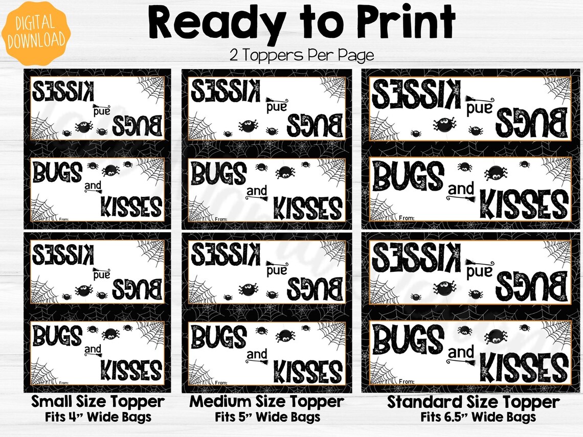 Bugs and Kisses Treat Bag Topper Halloween Treat Bag Topper - Etsy