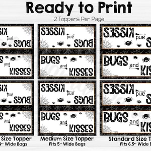 Bugs and Kisses Treat Bag Topper, Halloween Treat Bag Topper, Printable ...