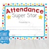 Attendance Certificate - Super Star Attendance - Printable PDF | School ...