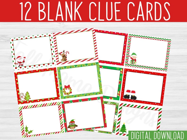 Christmas Scavenger Hunt Clue Cards, Printable Scavenger Hunt, Clue ...
