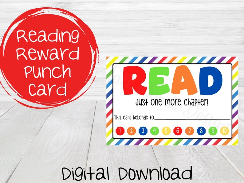 Reading Reward Punch Card, Printable Reading Punch Card, Student Reward ...