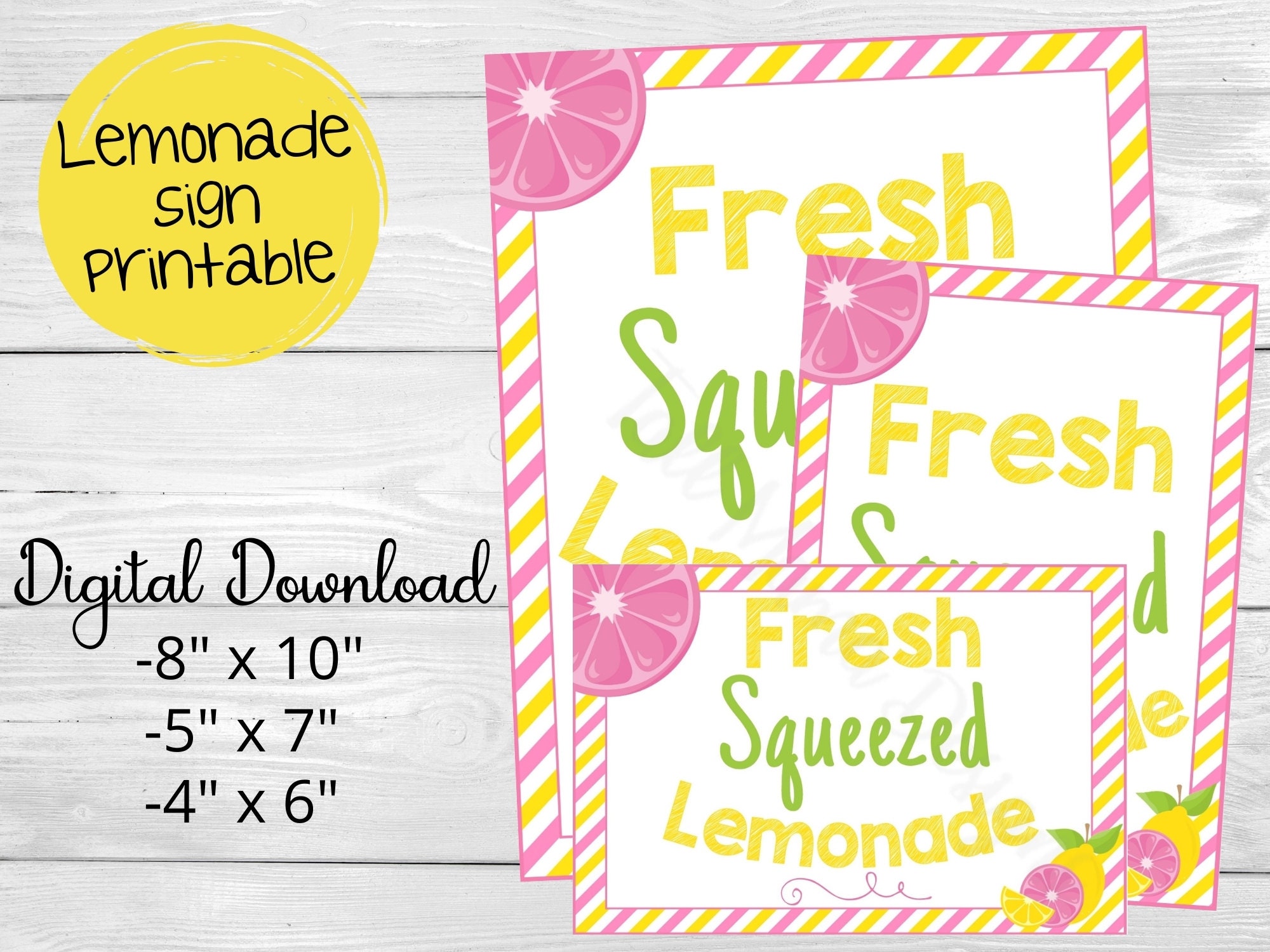 Lemonade Sign Printable Lemonade Stand Printable Digital - Etsy