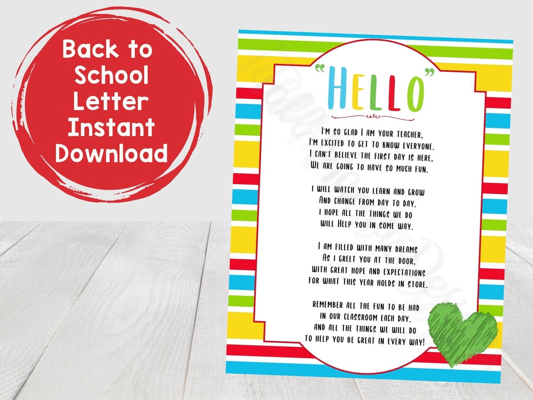Teacher Back to School Letter Printable, Letter to Students, Teacher ...