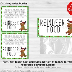 Reindeer Food Treat Bag Topper, Printable Treat Bag Topper, Christmas ...