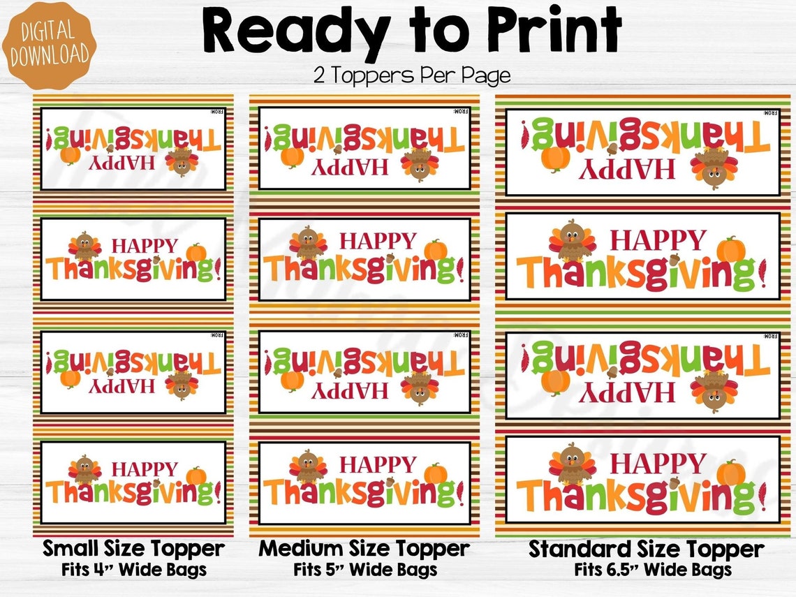 Thankful for You Printable Bag Topper Thanksgiving Treat Bag | Etsy