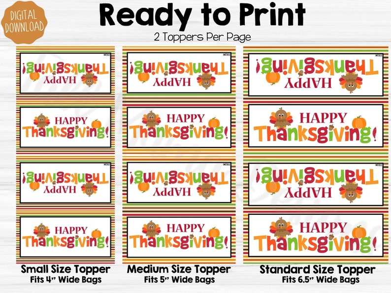 Thankful for You Printable Bag Topper Thanksgiving Treat Bag | Etsy