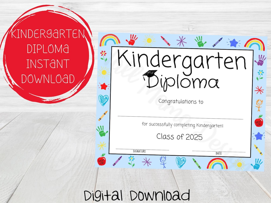 Diploma de kínder 2025 imprimible, Certificado de kínder digital para ...