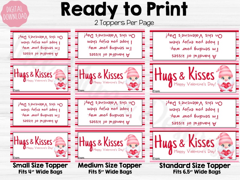 Hugs and Kisses Treat Bag Topper Printable Treat Bag Topper - Etsy
