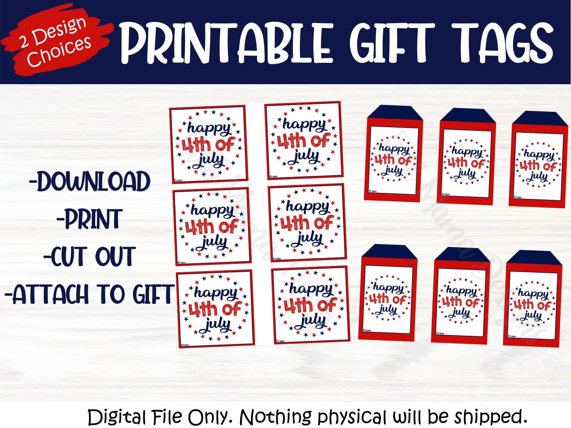 Happy 4th of July Printable Gift Tag Digital 4th of July Gift - Etsy