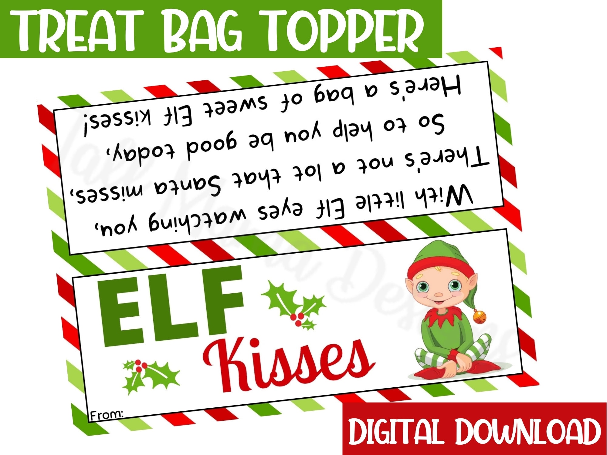 ELF Kisses Treat Bag Christmas Toppers Printable Christmas - Etsy Canada