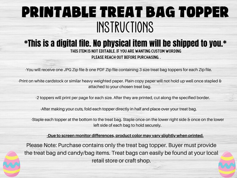 Bunny Tails Printable Treat Bag Topper Printable Easter Favor | Etsy