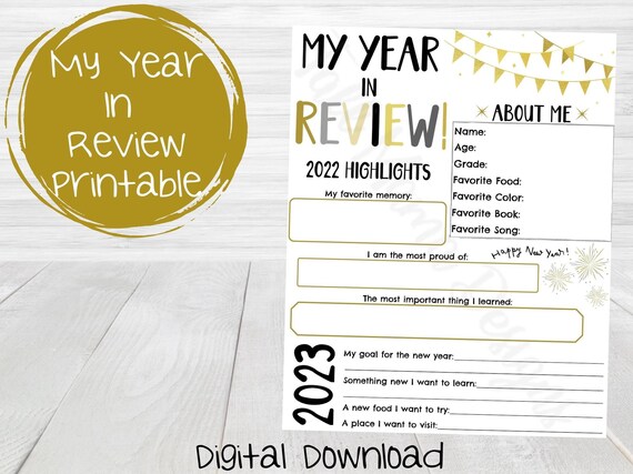 My Year in Review Printable New Year Student Printable - Etsy