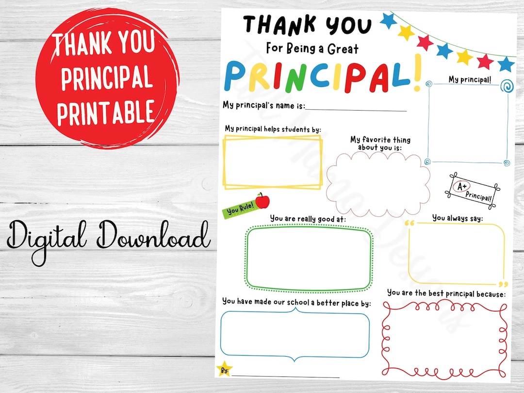 Thank You Principal Printable, Principal Appreciation Printable ...