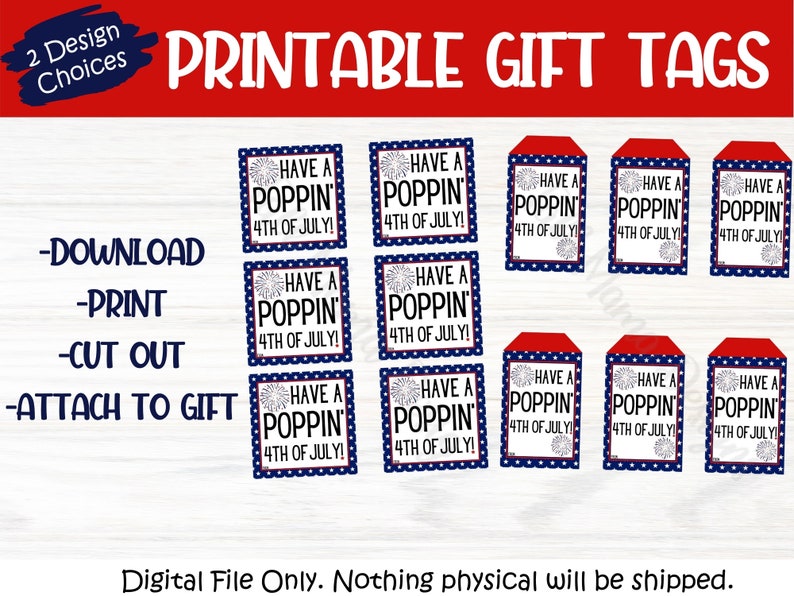 Have a Poppin' 4th of July Printable Gift Tag Digital - Etsy
