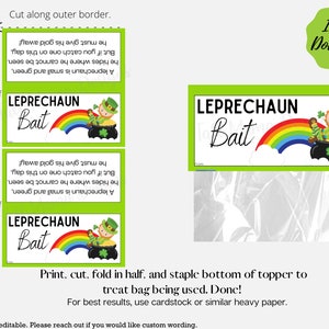 Leprechaun Bait Treat Bag Topper, St. Patrick's Day Treat Bag Topper ...