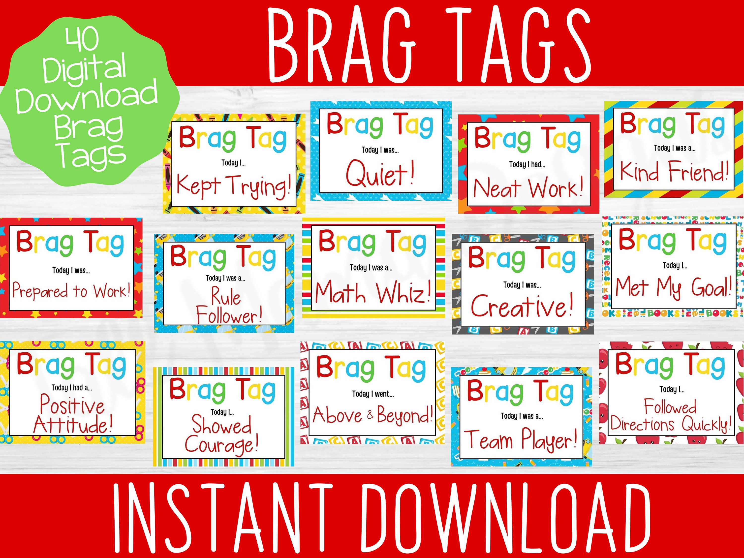 Brag Tag Printable, Reward Tags, Student Reward, Positive Behavior ...