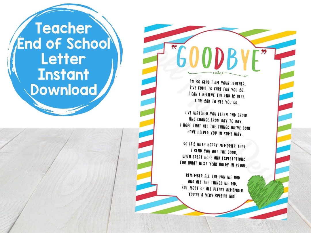 Teacher End of School Letter Printable, Letter to Students, Teacher ...