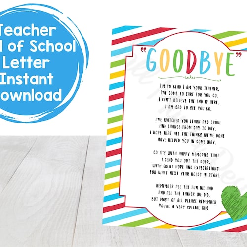 Teacher End of School Letter Printable Letter to Students - Etsy