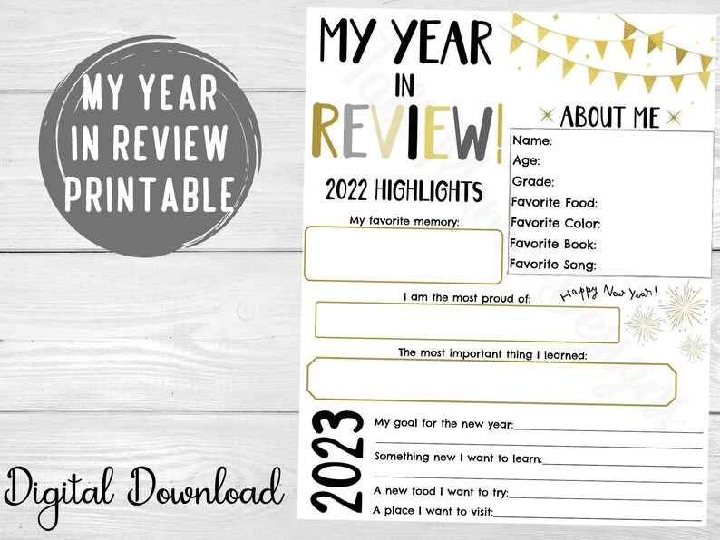 My Year in Review Printable New Year Student Printable - Etsy