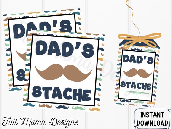 Dad's Stache Printable Gift Tag Digital Father's Day | Etsy