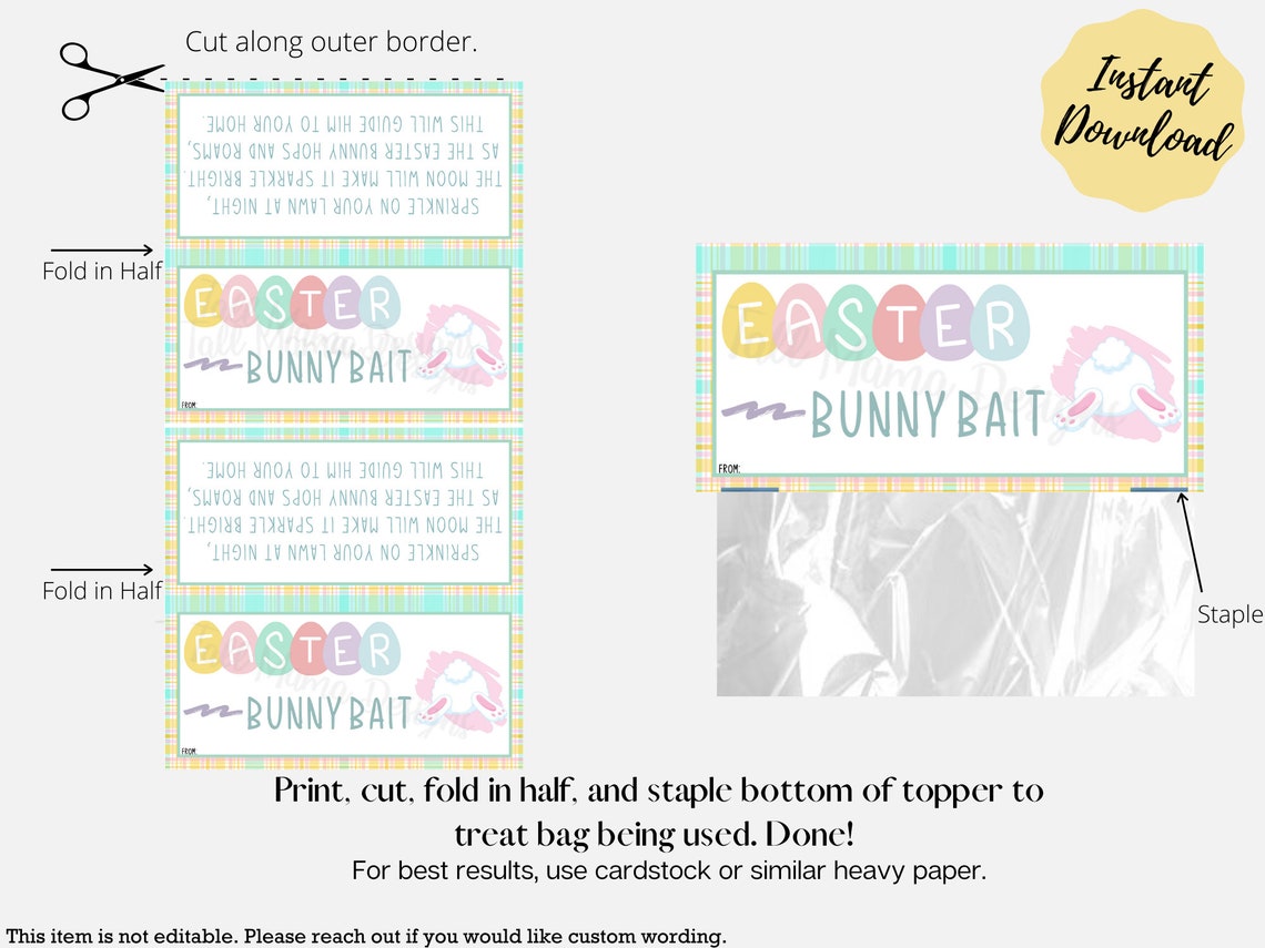 Easter Bunny Bait Printable Treat Bag Topper Printable Easter | Etsy