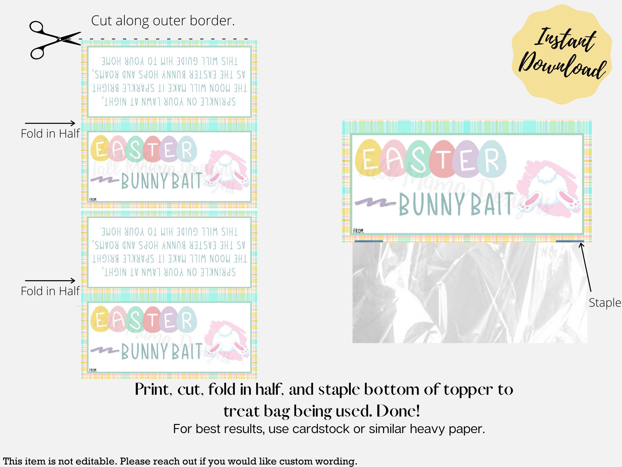 Easter Bunny Bait Printable Treat Bag Topper Printable Easter | Etsy