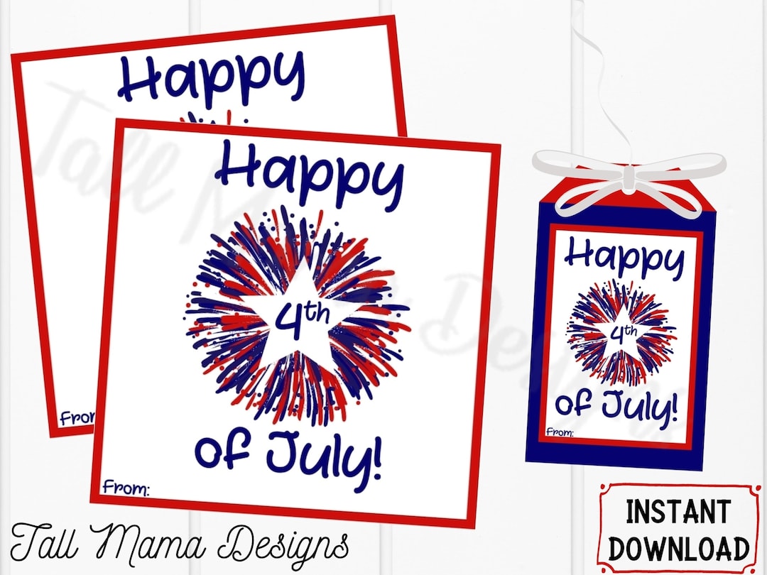 Happy 4th of July Printable Gift Tag, Digital 4th of July Tag ...