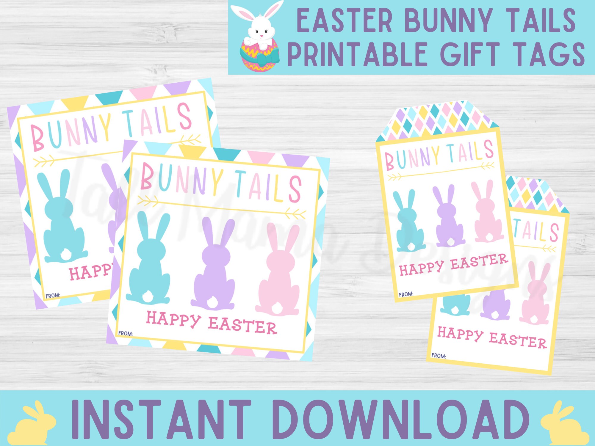 Bunny Tails Printable Gift Tag Easter Digital Gift Tag Bunny - Etsy