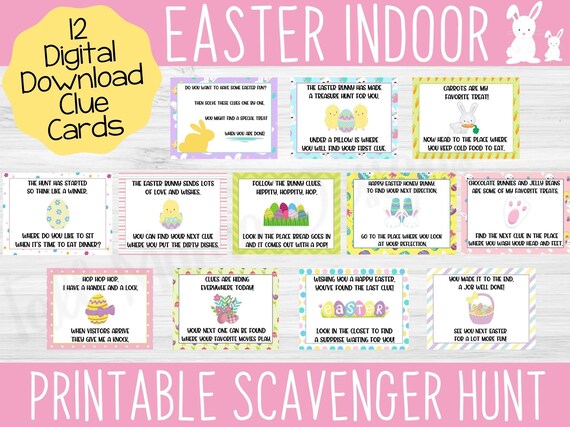 Indoor Easter Scavenger Hunt Scavenger Hunt Clues Kids | Etsy