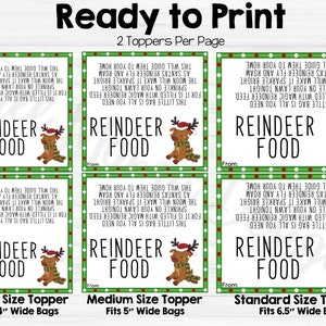 Reindeer Food Treat Bag Topper, Printable Treat Bag Topper, Christmas ...