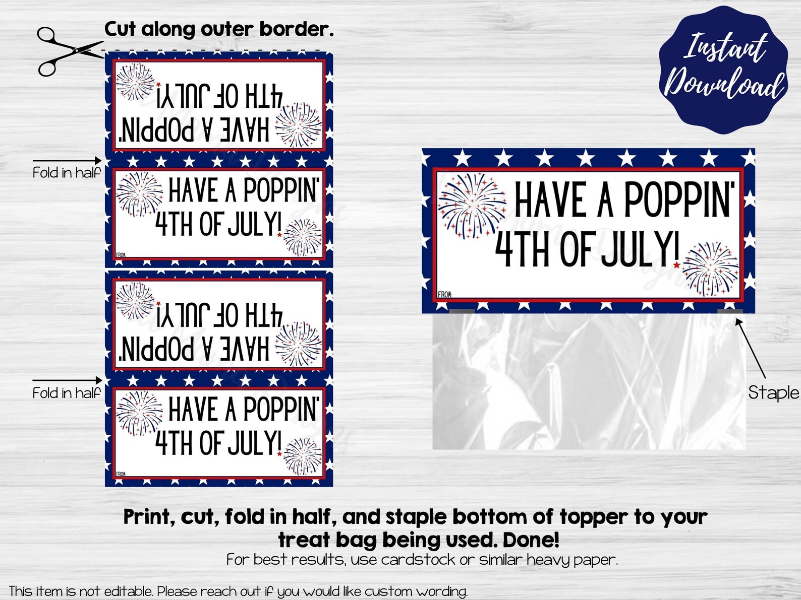 Have a Poppin' 4th of July Treat Bag Topper, Printable Treat Bag Topper ...