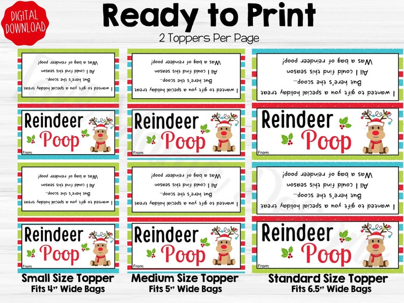 Reindeer Poop Treat Bag Christmas Toppers, Funny Christmas Bag Toppers ...