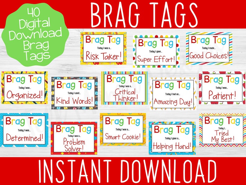 Brag Tag Printable, Reward Tags, Student Reward, Positive Behavior ...