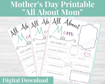All About My Grandma Mother's Day Questionnaire Instant - Etsy