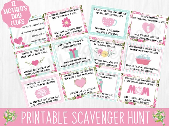 Mother's Day Printable Scavenger Hunt Mother's Day - Etsy