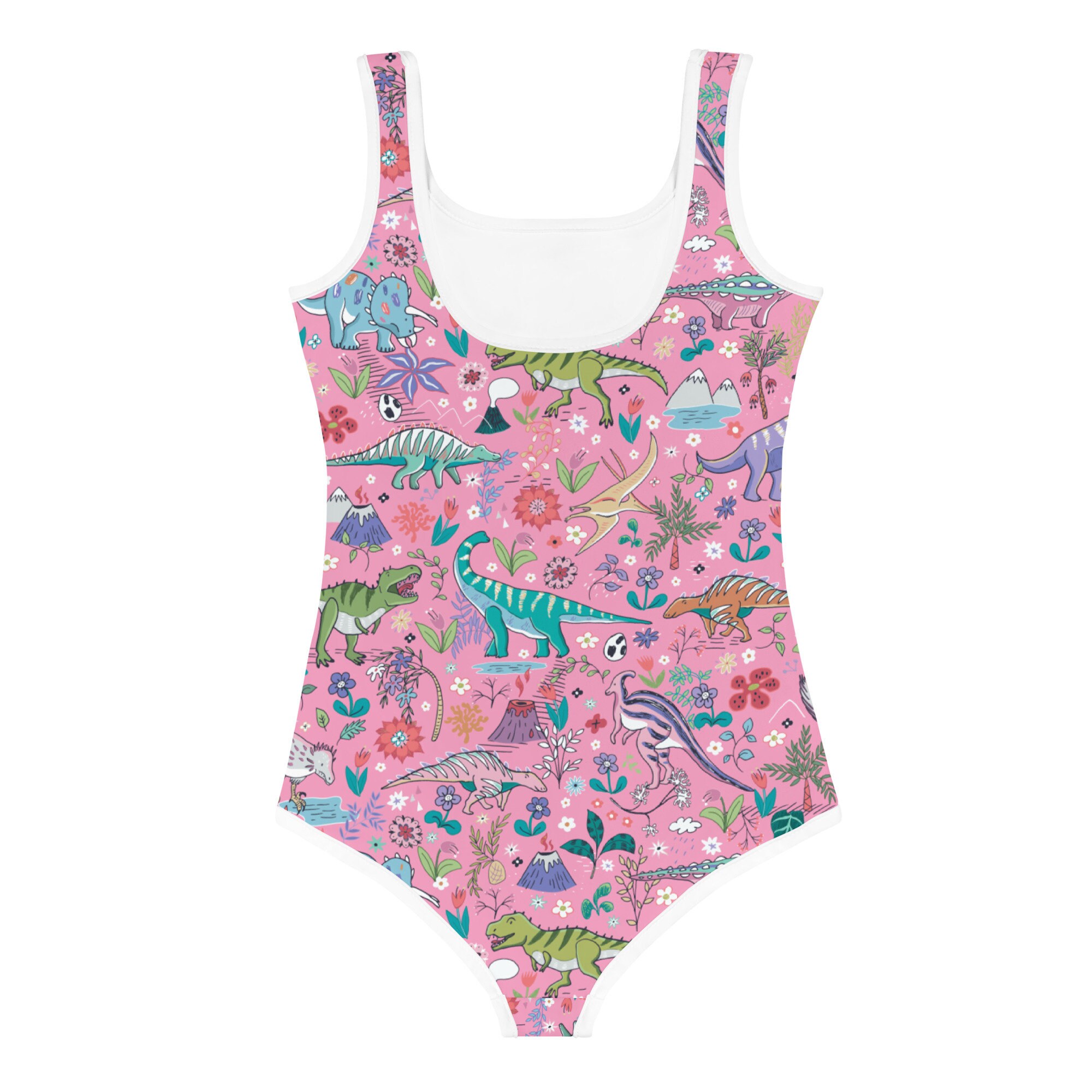 Floral Dinosaur Swimsuit, Girls Dinosaur Swimsuit - Etsy