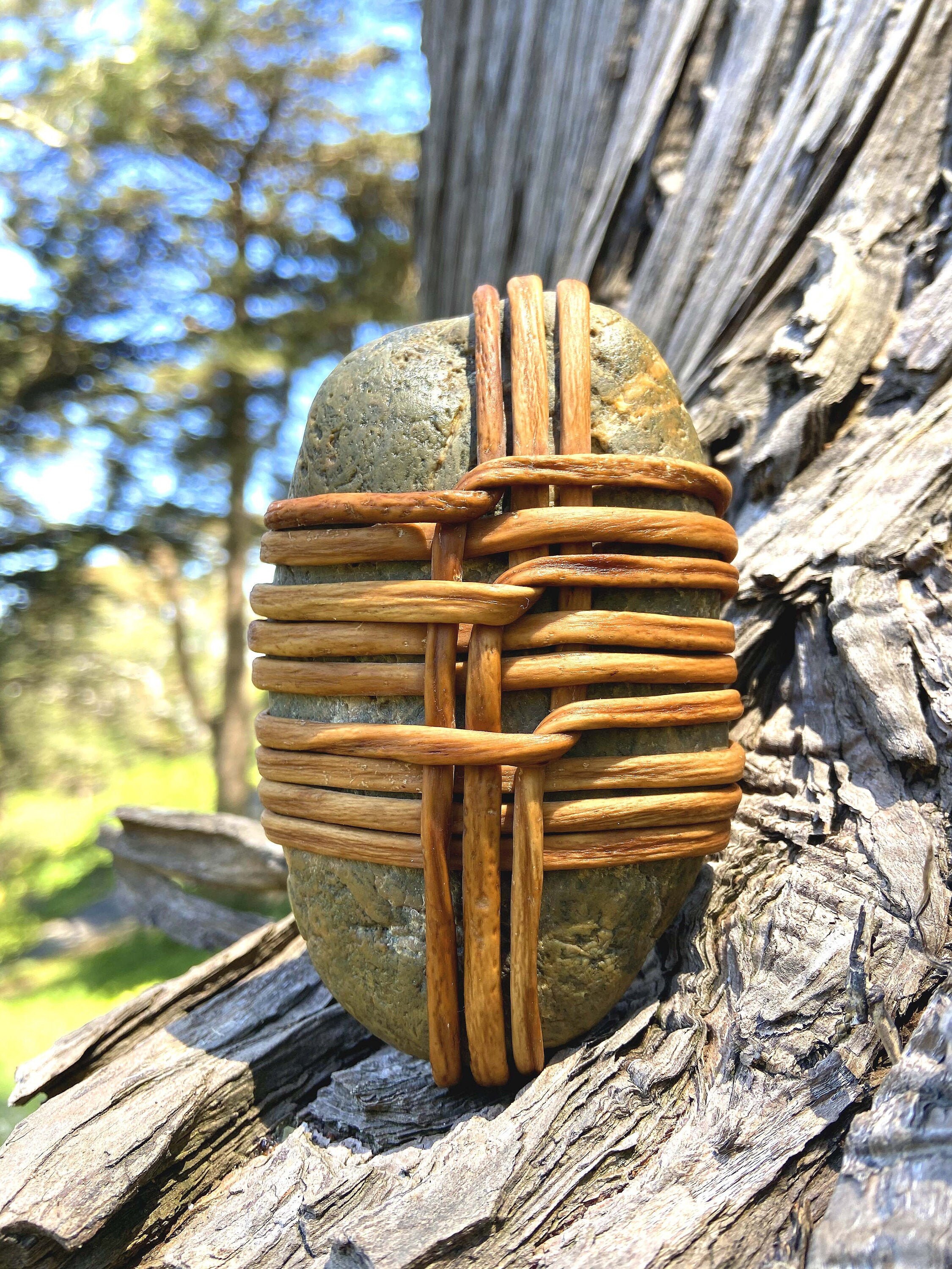 Splendor Stone - L, Zen Rock Wrap, Meditation Stone, Kelp Fiber Wrapped ...