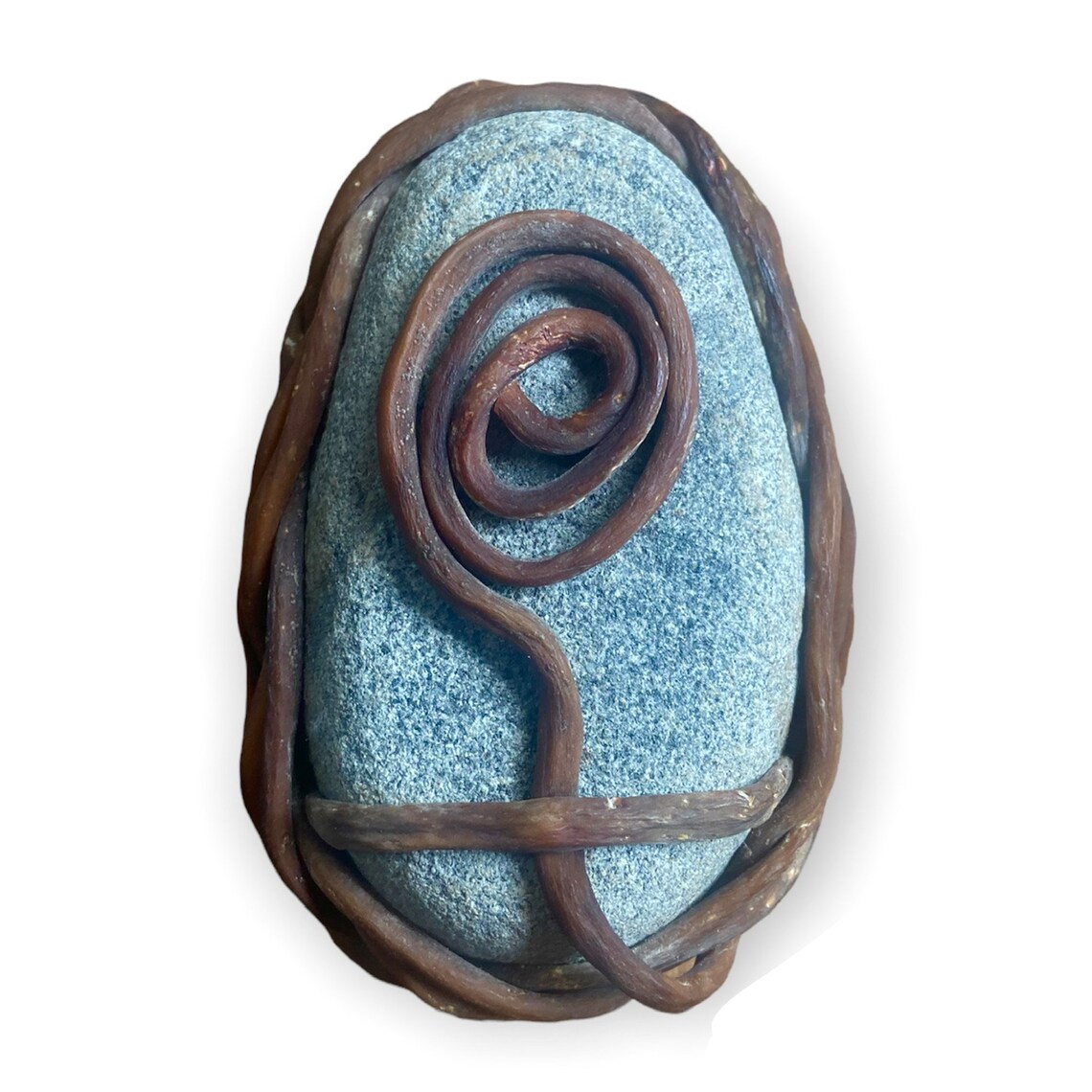 Atman Stone - M, Zen Rock Wrap, Meditation Stone, Kelp Fiber Wrapped ...