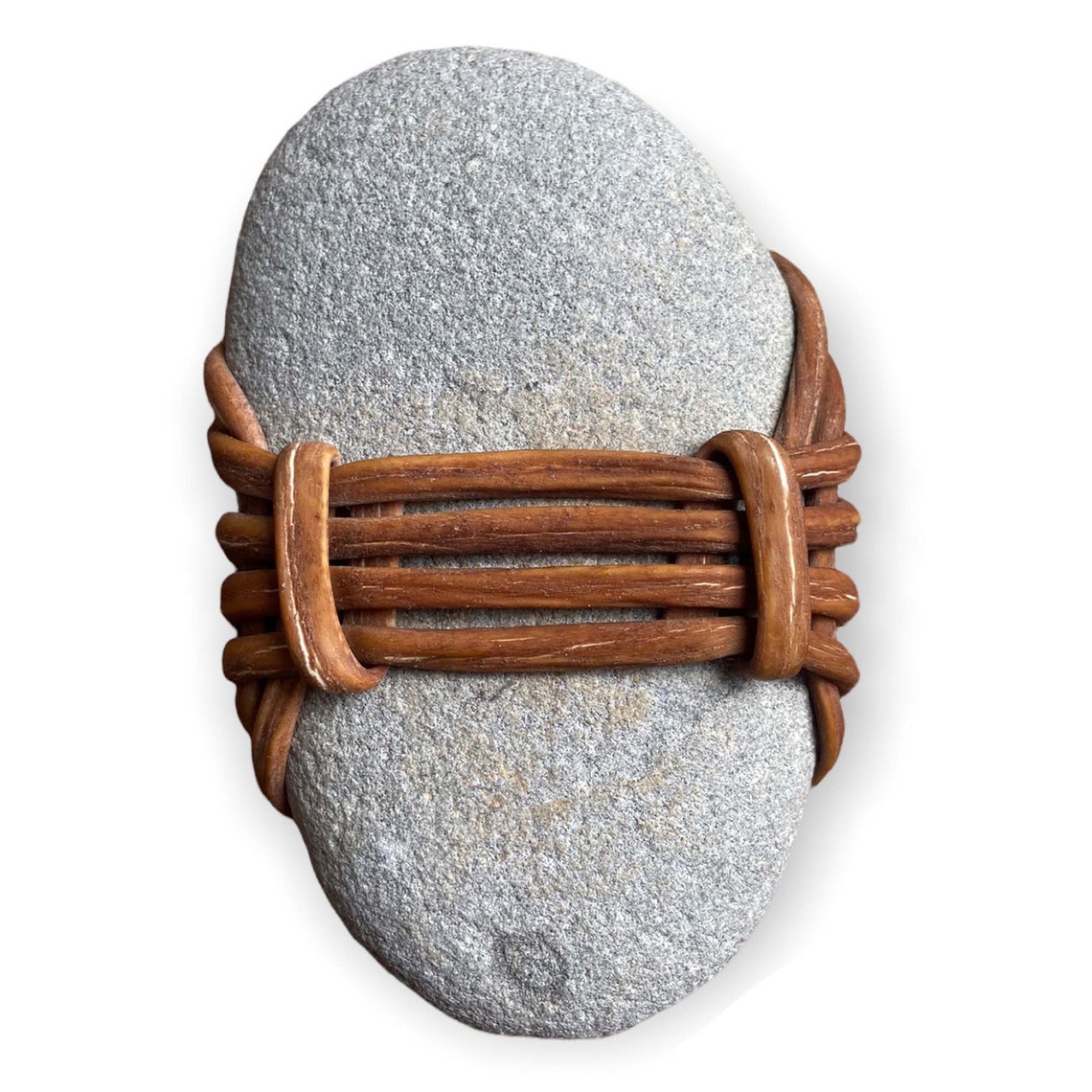 Braided Stone - M, Zen Rock Wrap, Meditation Stone, Kelp Fiber Wrapped ...