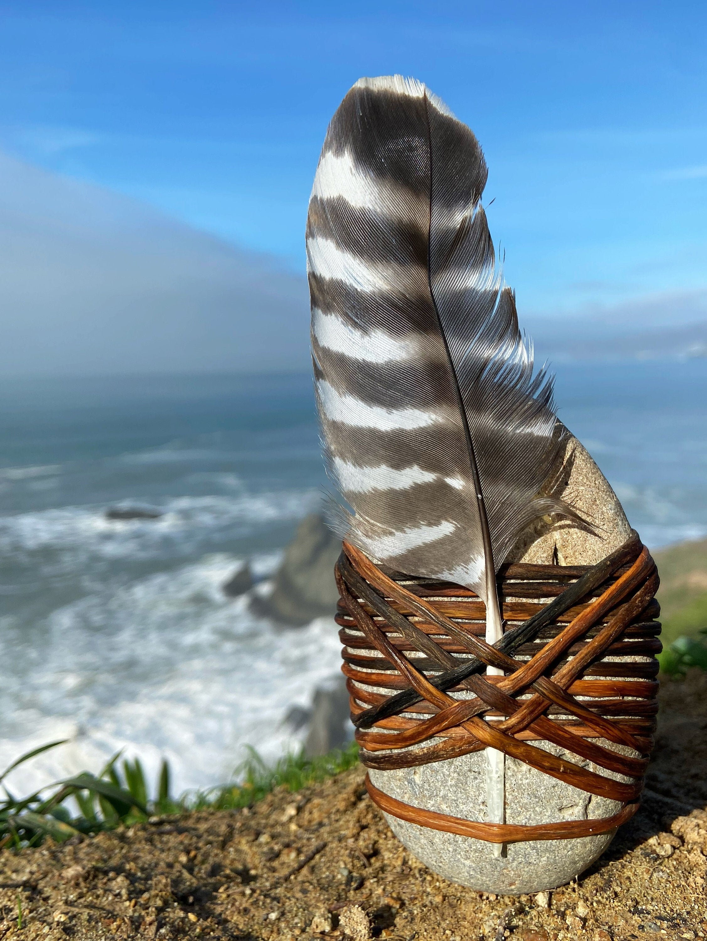 Native Wisdom Stone - XL, Zen Rock Wrap, Meditation Stone, Kelp Fiber ...