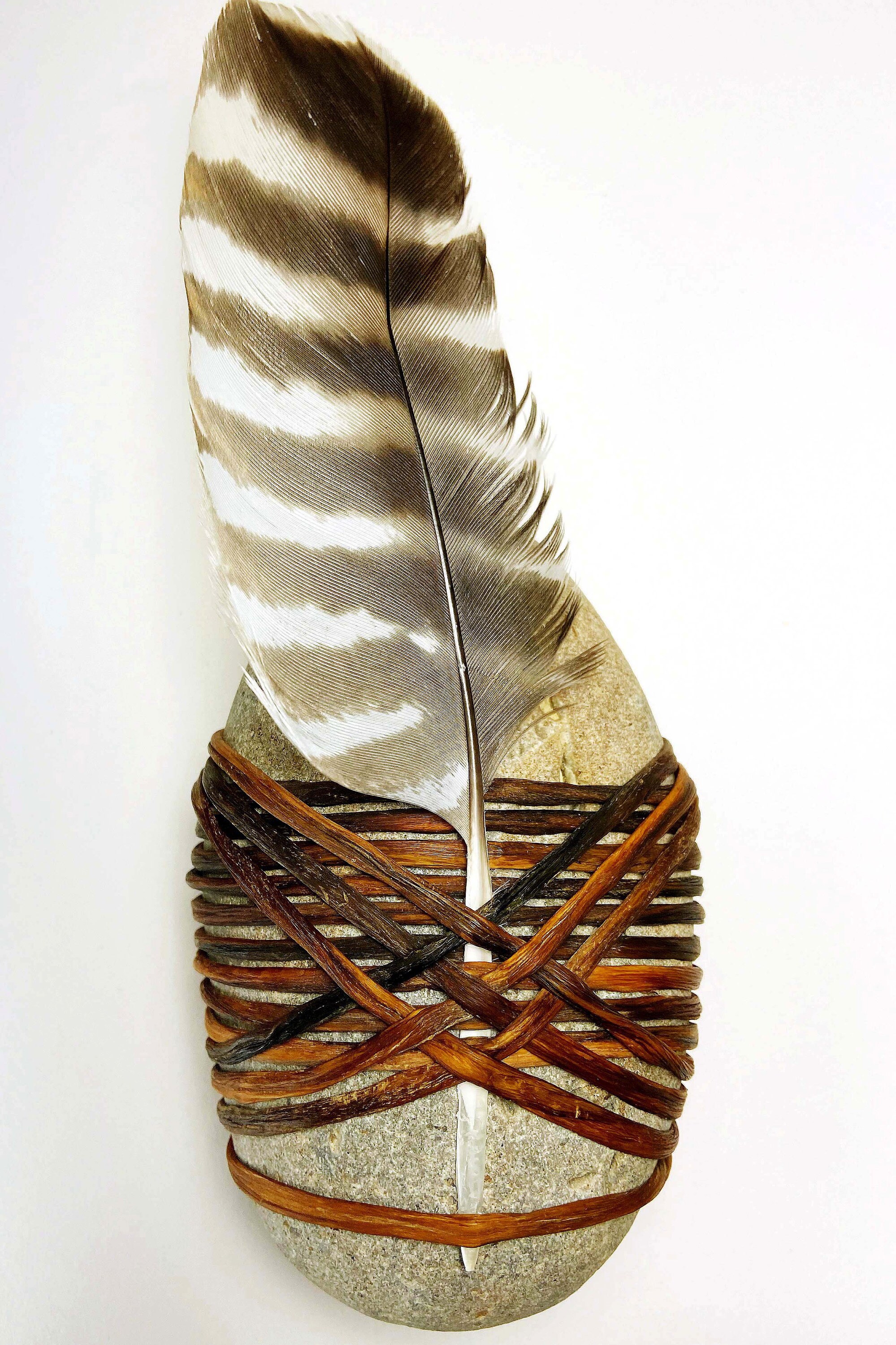 Native Wisdom Stone - XL, Zen Rock Wrap, Meditation Stone, Kelp Fiber ...